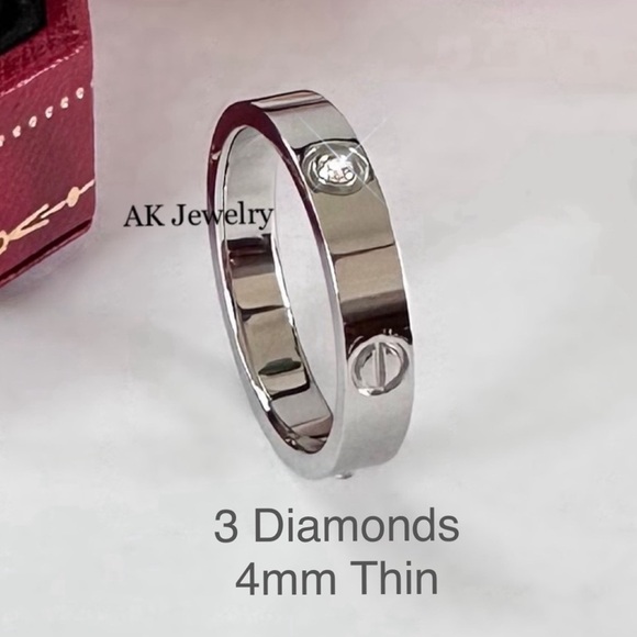 Jewelry | Luxury Thin 4mm Diamond Screw Ring Screw Style Cz Stones ...